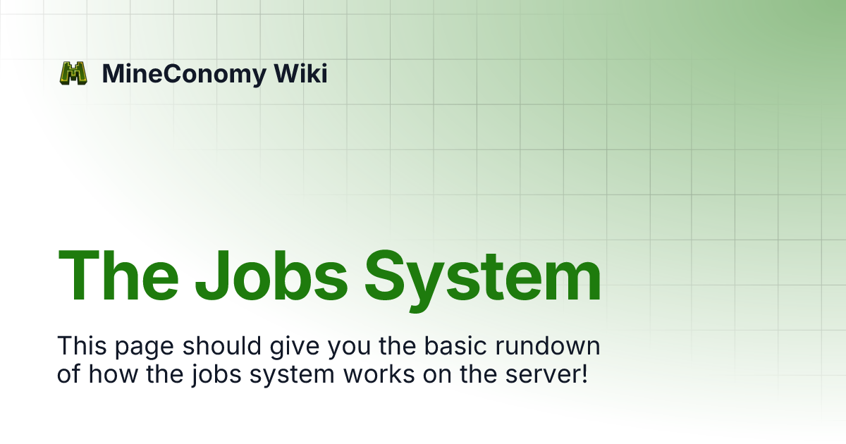 The Jobs System | MineConomy Wiki