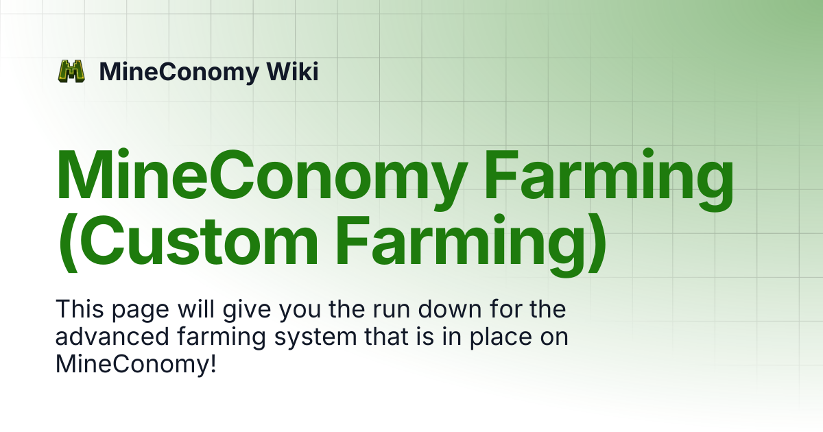 MineConomy Farming (Custom Farming) | MineConomy Wiki